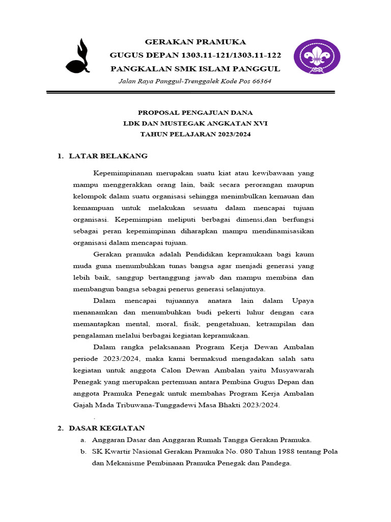 Proposal Mustegak SMK Islam Panggul 2023 | PDF