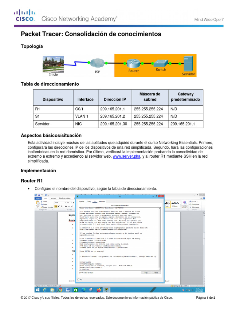 9.5.1.2 Packet Tracer - Putting It All Together | PDF | Dirección IP | Enrutador (Computación)