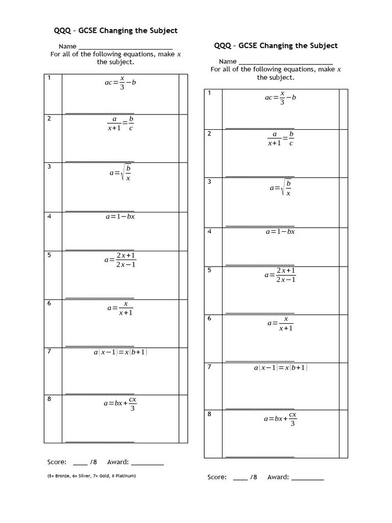 GCSE Equations: Make x the Subject | PDF