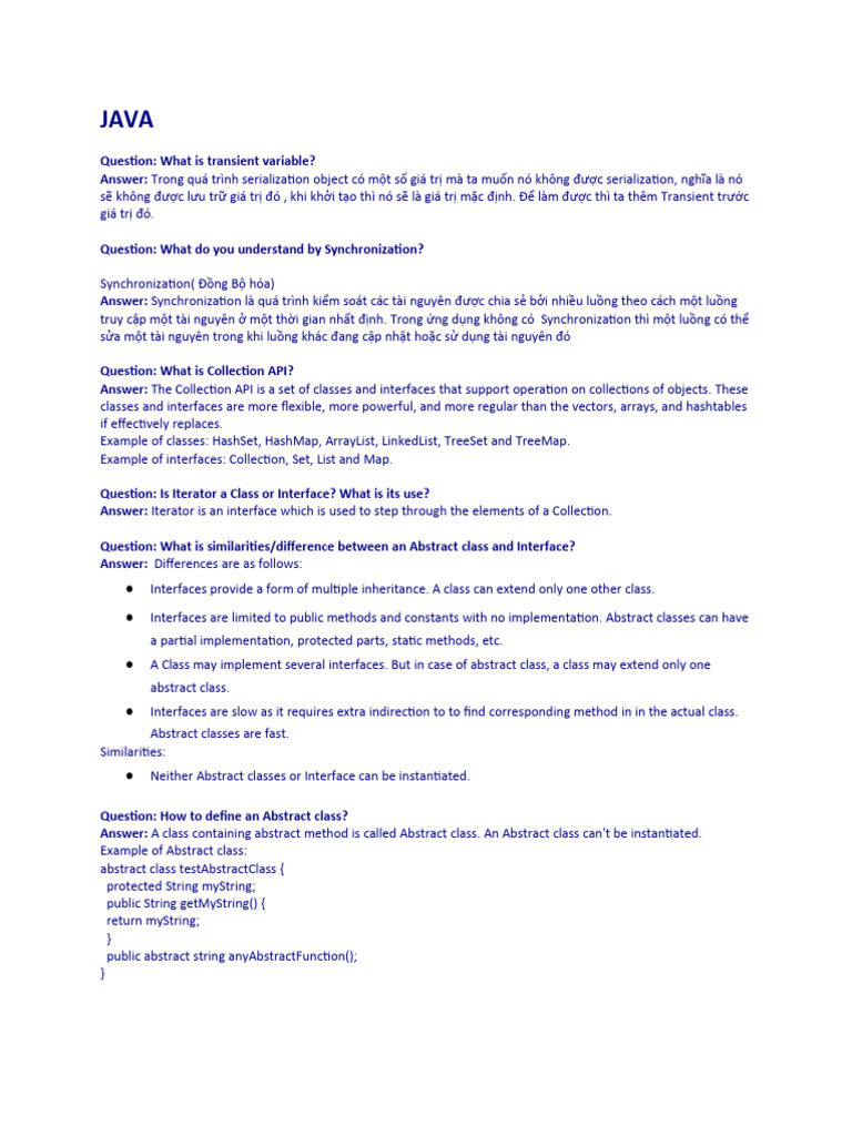 Java Core Interview Pdf Method Computer Programming Inheritance Object Oriented