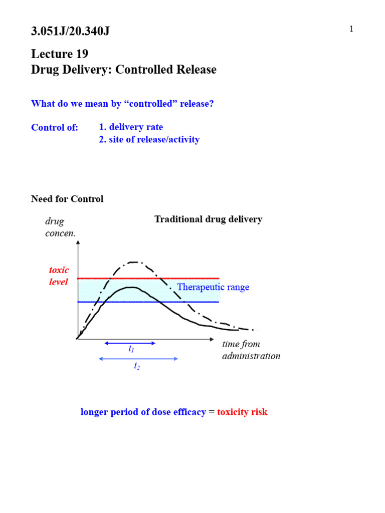 Drug Delivery Lecture19 | PDF | Diffusion | Chemical Substances