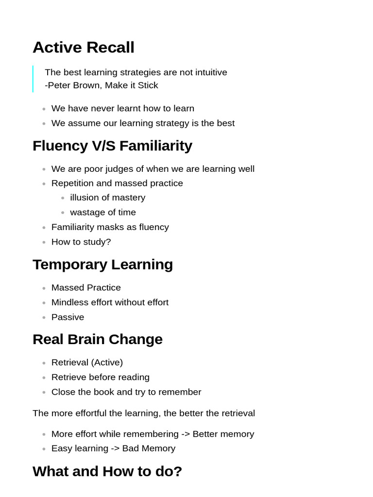 Active Recall: Effective Learning Strategies | PDF | Career & Growth ...