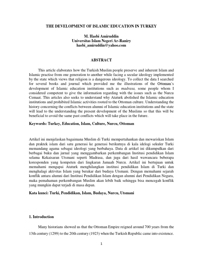 The Development of Islamic Education in | PDF | Mustafa Kemal Atatürk ...