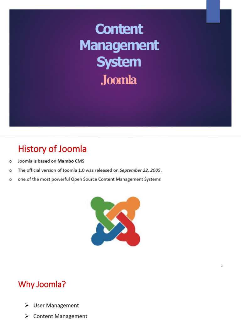 Joomla Introduction | PDF | Joomla | Component Based Software Engineering