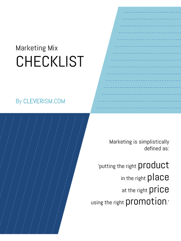 Marketing Mix Checklist | PDF | Marketing | Pricing
