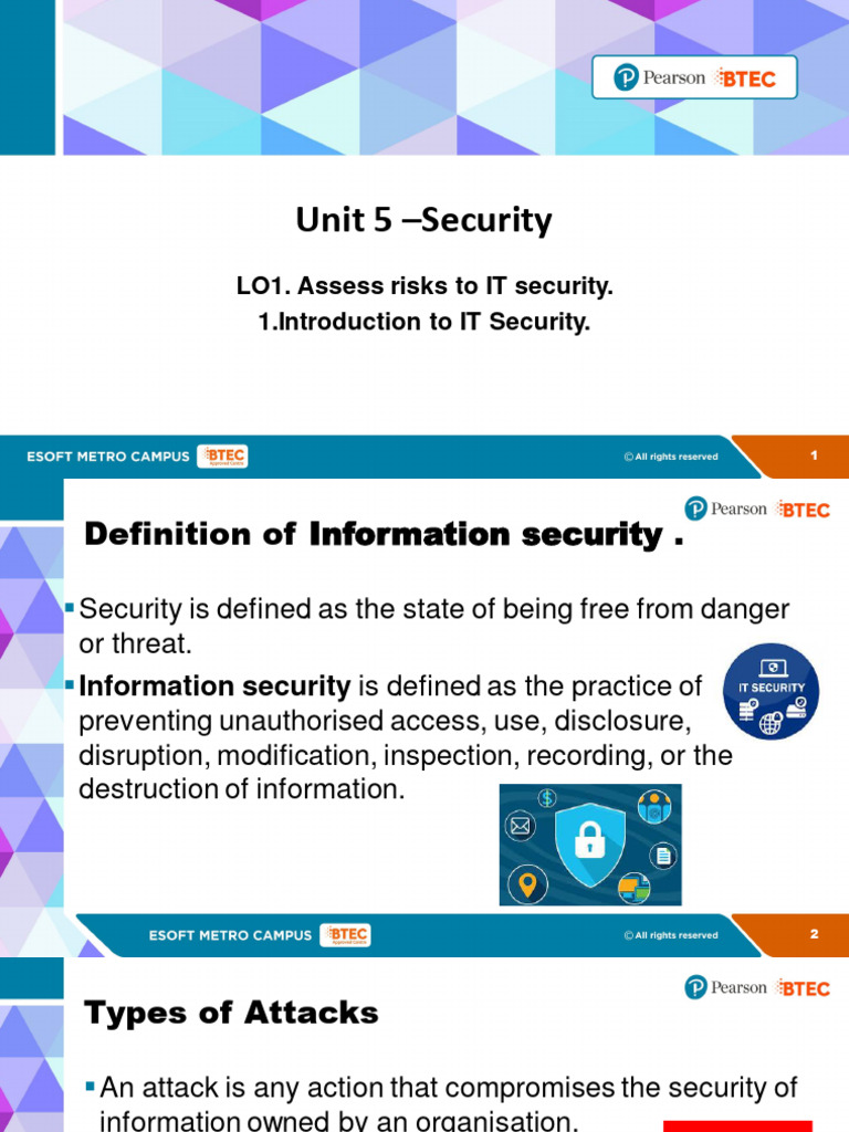 1) HND - SEC - W1 - Introduction To IT Security | PDF