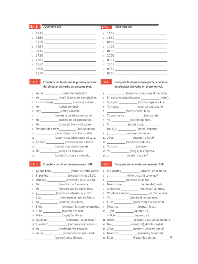 Ejercicios Verbos Irregulares Pdf