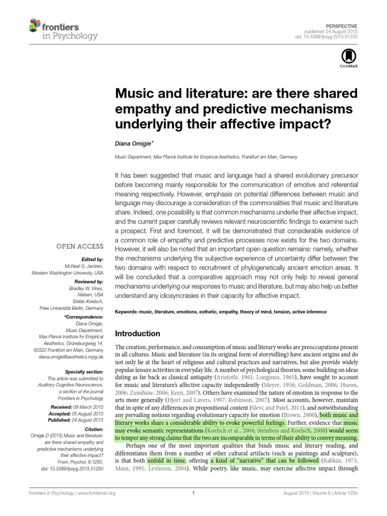 Music and Literature: Shared Empathy Mechanisms | PDF