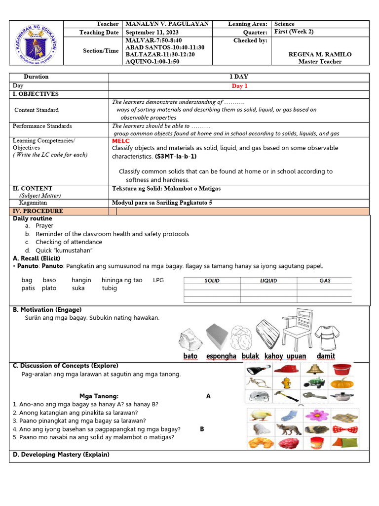 Science3 Q1 W2 DLP | PDF