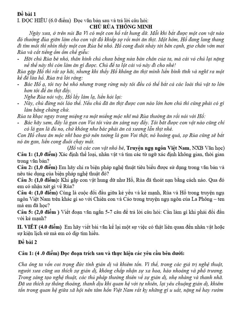 Đề Bài Văn 7 Cho Hs k Có Đáp Án | PDF