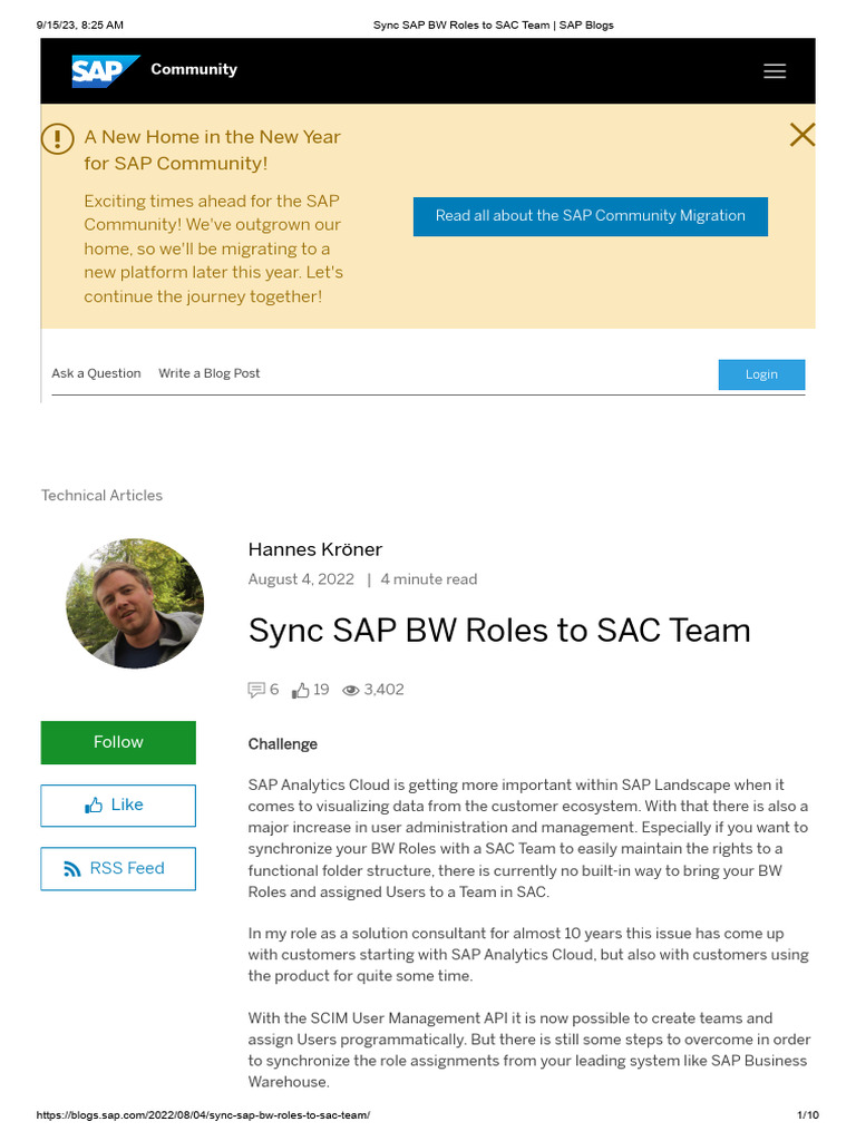 Sync SAP BW Roles To SAC Team - SAP Blogs | PDF | Computers
