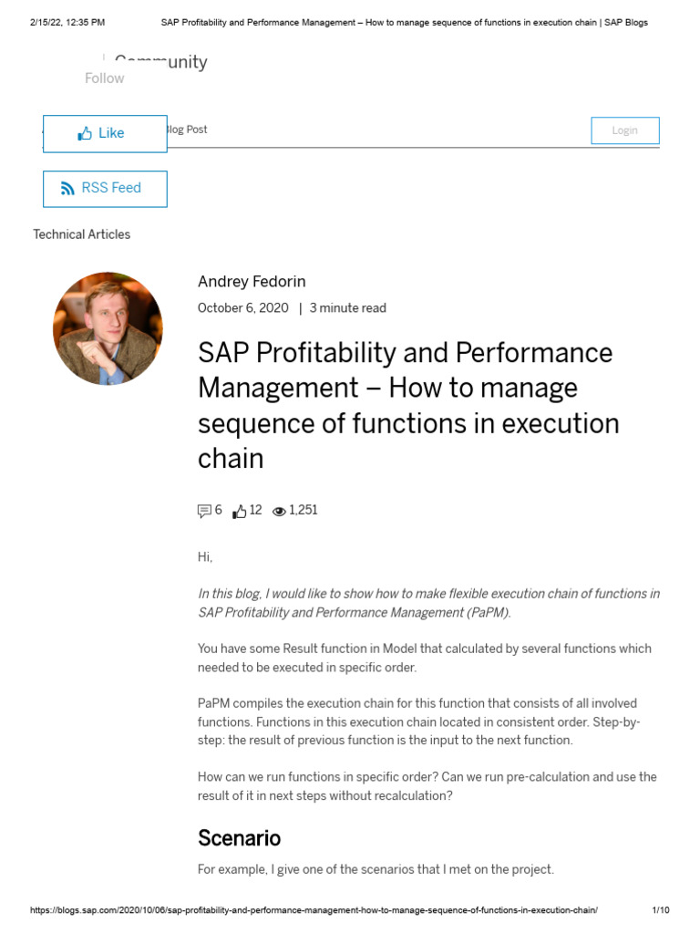 SAP Profitability and Performance Management - How To Manage Sequence of Functions in Execution ...