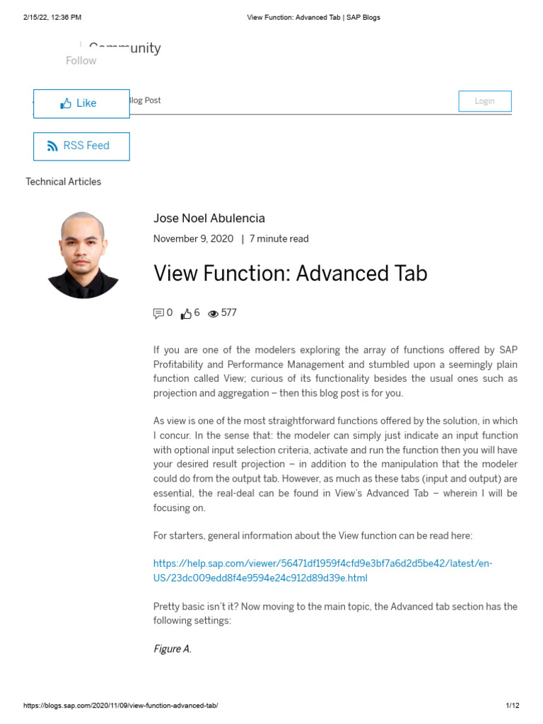 View Function - Advanced Tab - SAP Blogs | PDF | Parameter (Computer Programming) | Function ...