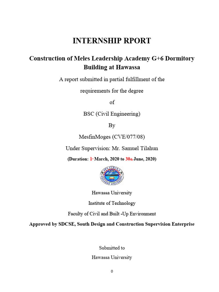 Internship Report (Mesfin Moges) | PDF | Concrete | Cement
