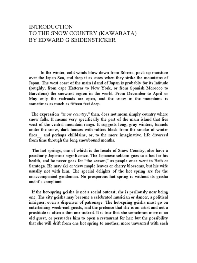 Introduction To The Snow Country | PDF | Poetry