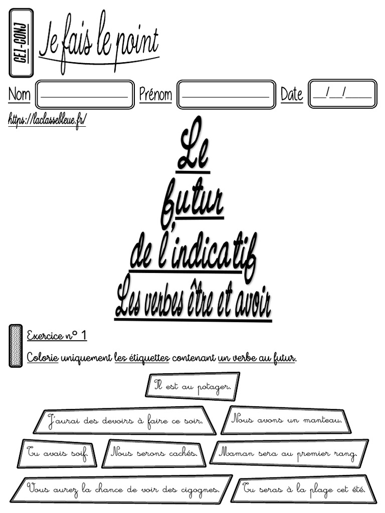 Le Futur de Lindicatif Les Verbes ETRE Et AVOIR CE1 | PDF