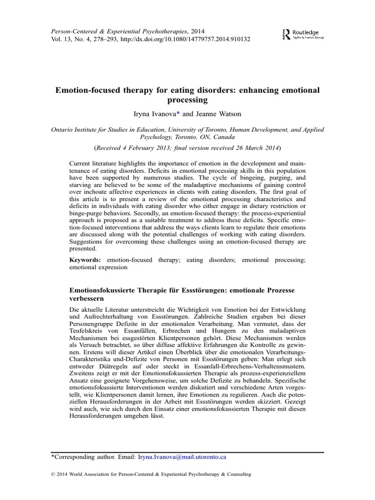 Emotion-Focused Therapy For Eating Disorders: Enhancing Emotional ...