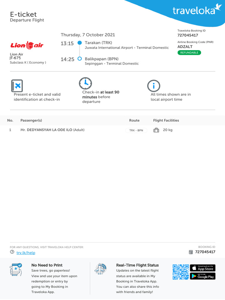 Dedyansyah La Ode TRK Adzalt BPN Flight - Originating | PDF | Airport | Transport