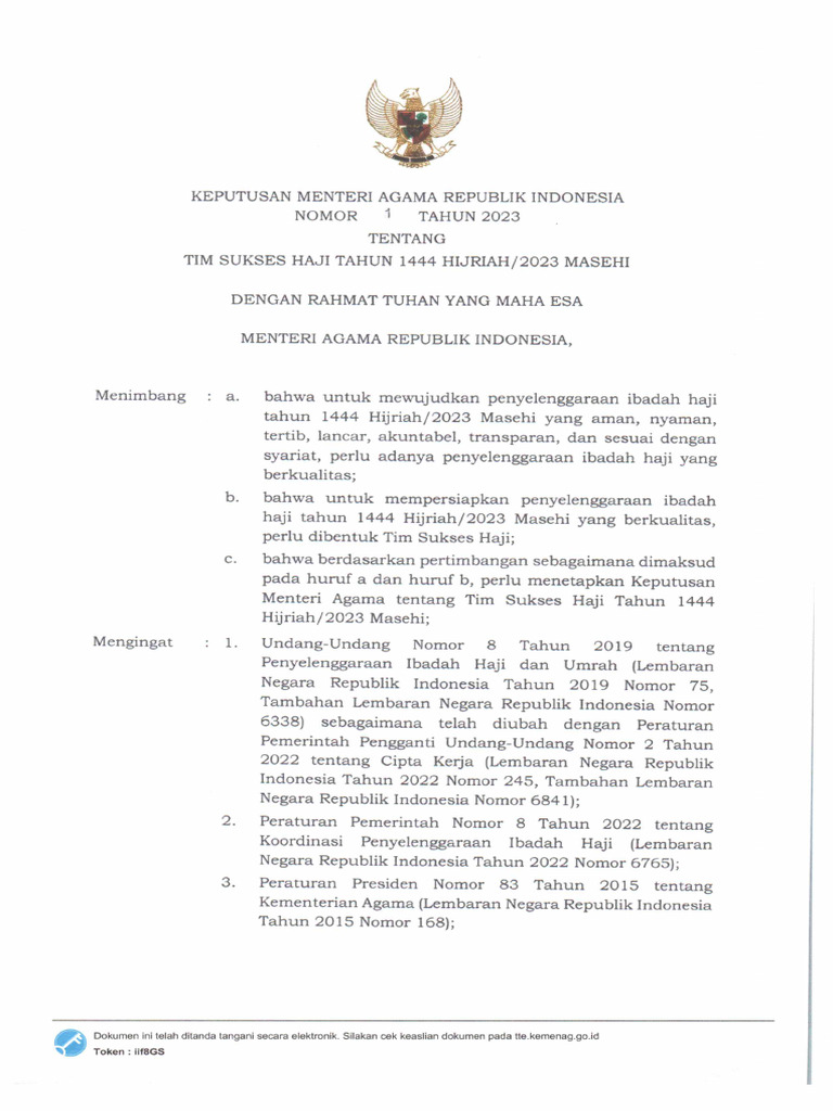 KMA Nomor 1 2023 Tim Sukses Haji | PDF