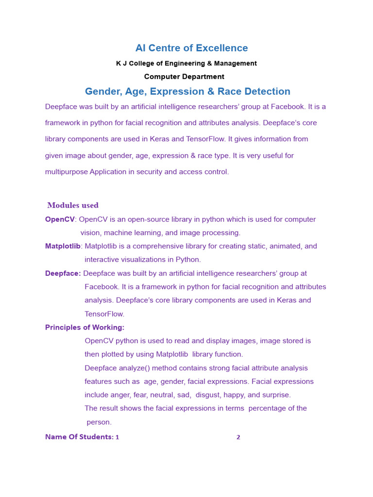 Facial Recognition with Deepface | PDF