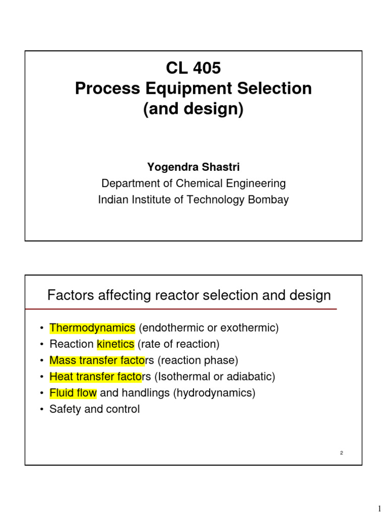 Topic 2 - Reactor Selection and Design | PDF | Chemical Reactor ...