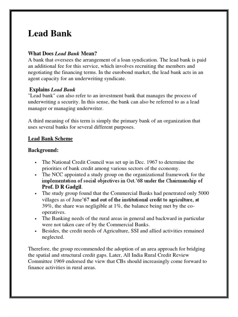 Lead Bank | PDF | Financial Inclusion | Banks