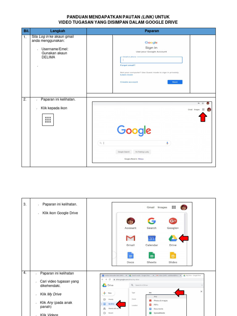 Panduan Mendapatkan Pautan - Google Drive | PDF
