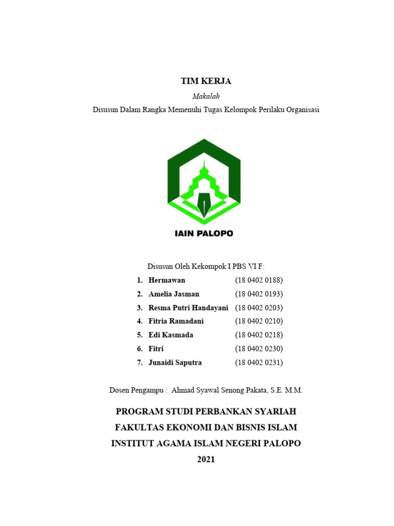 Pengertian dan Tipe Tim Kerja | PDF