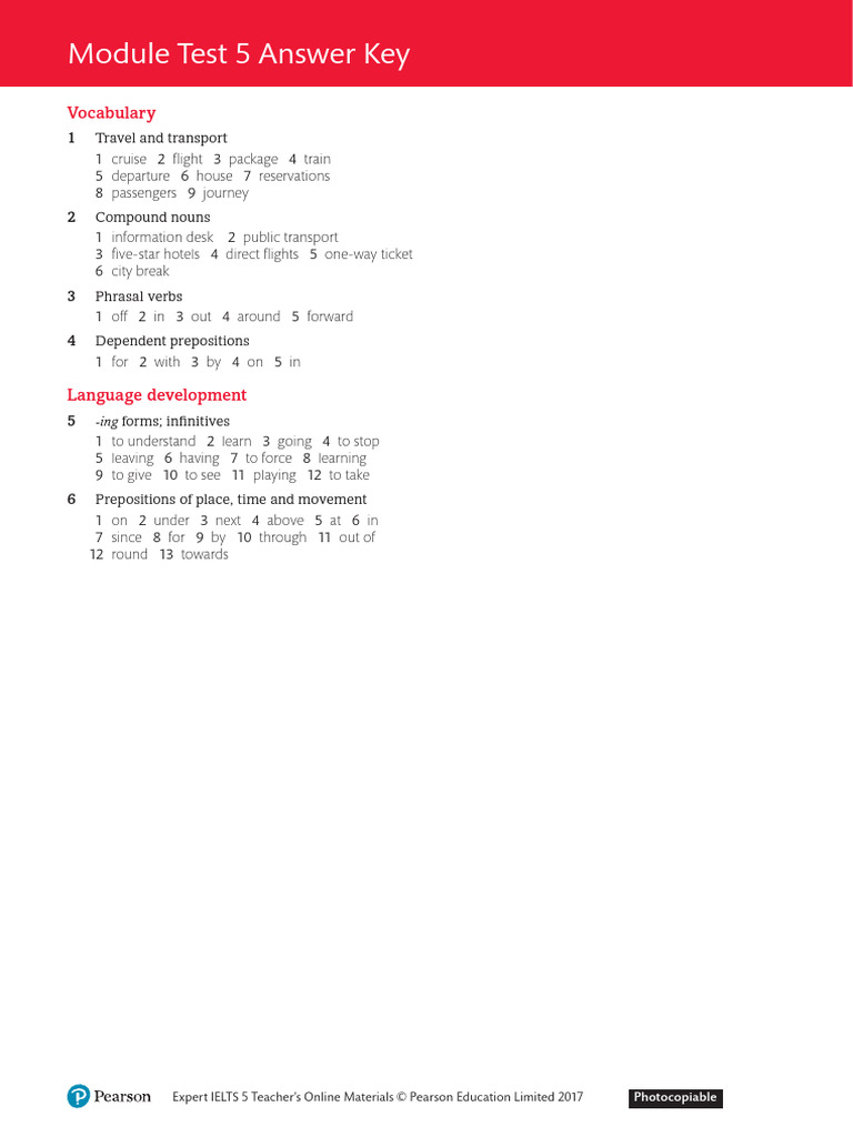 CB 5 Module Test 5 Answer Key | PDF