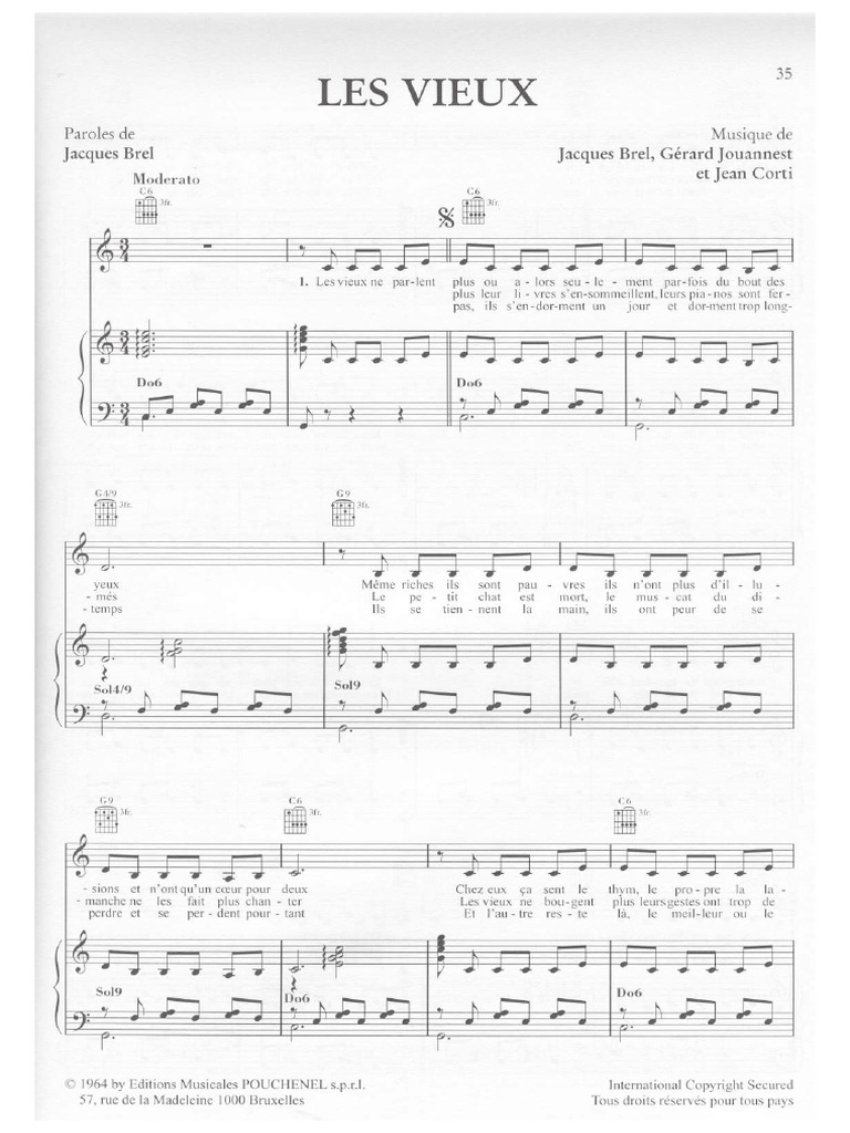 BREL JACQUES Chanson Des Vieux Amants | PDF