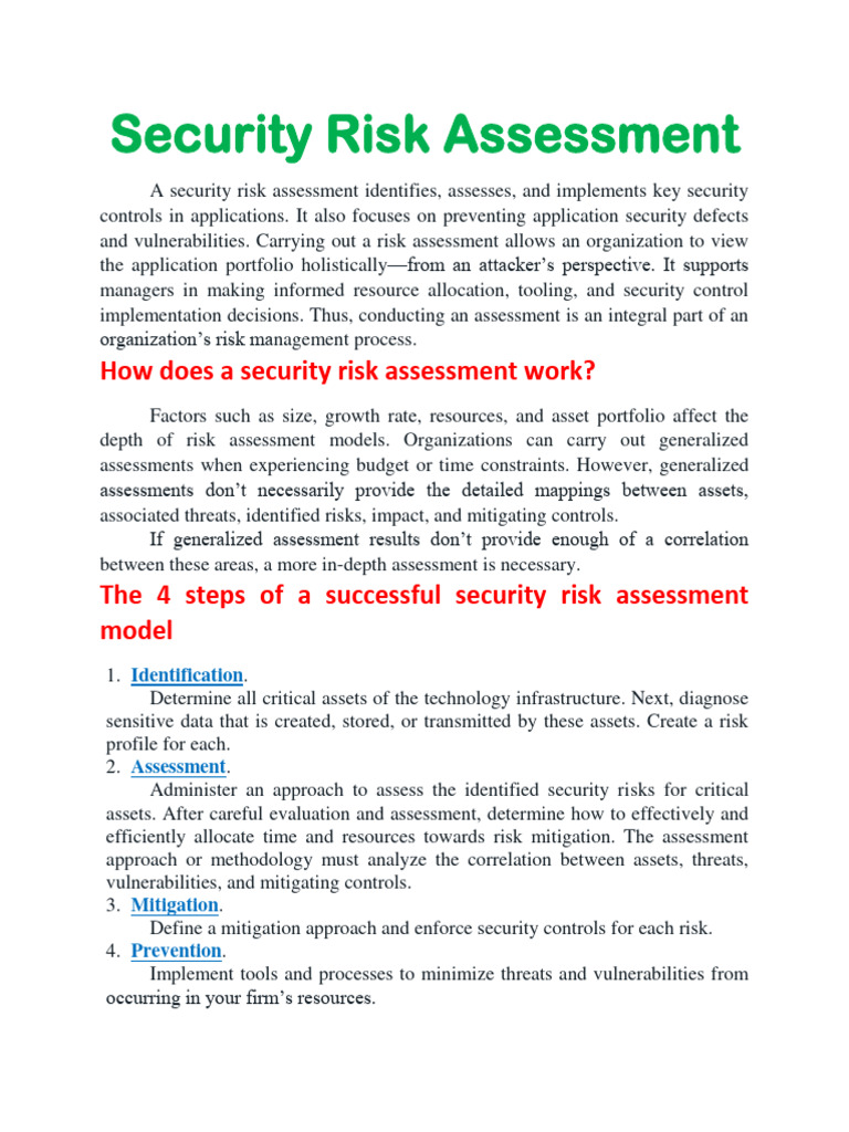 Security Risk Assessment Overview | PDF | Computer Security | Security