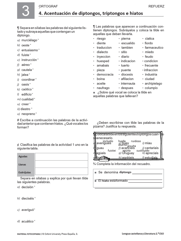 Acentuacion Diptongos Tritongo Hiatos | PDF | Voz humana | Lingüística