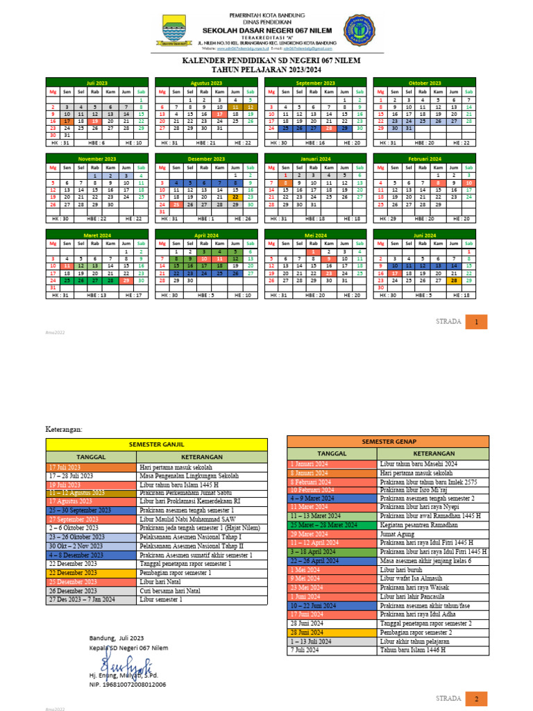 Kalender Pendidikan SD 2023/2024 | PDF