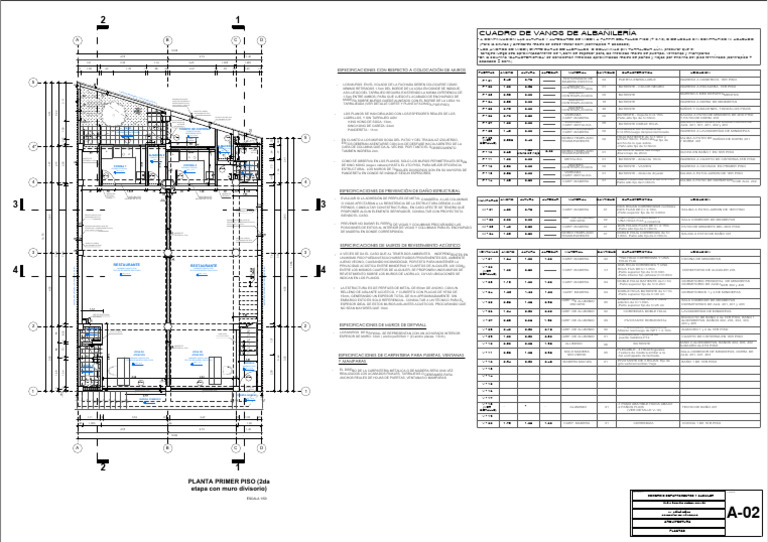Cuadro de Vanos de Albañilería: Planta Primer Piso (2da Etapa Con Muro Divisorio) | PDF ...