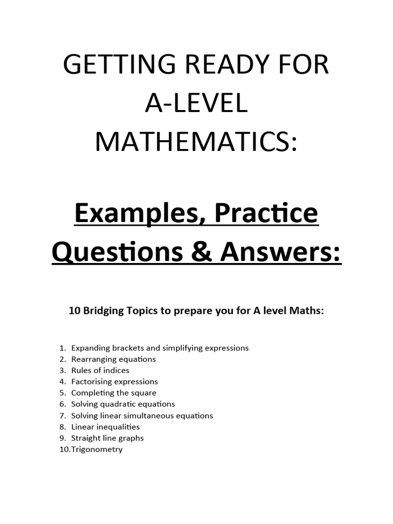 Maths Bridging Task ALLin1 | PDF | Quadratic Equation | Equations