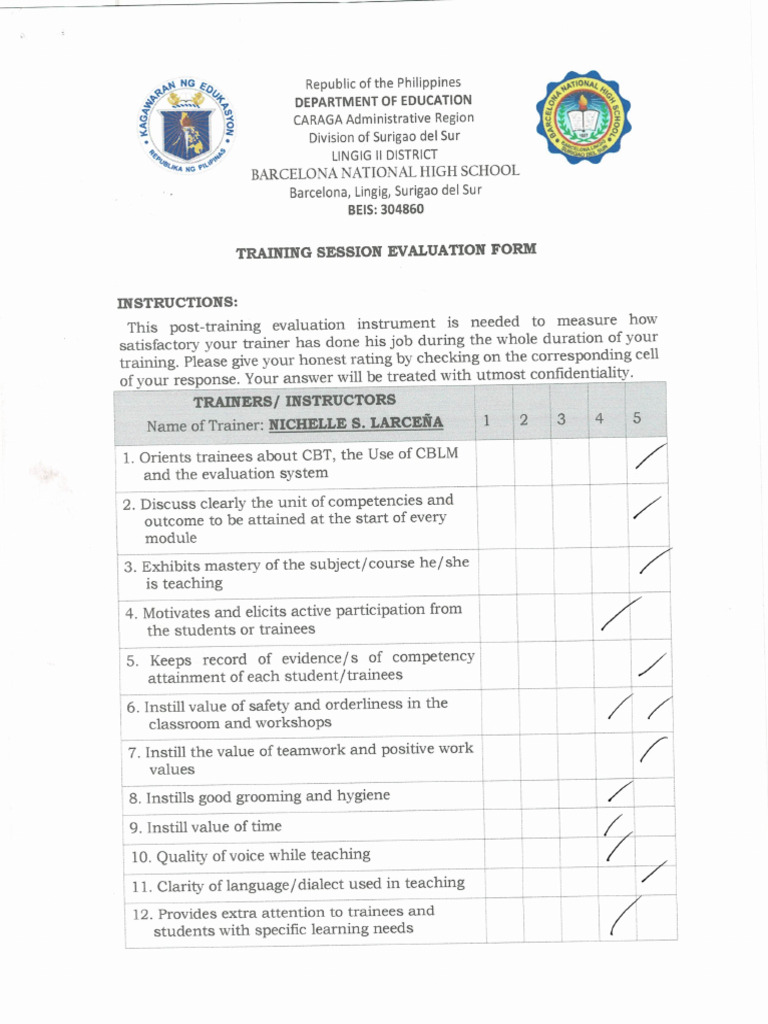 BarcelonaNHS - Evaluation Form | PDF