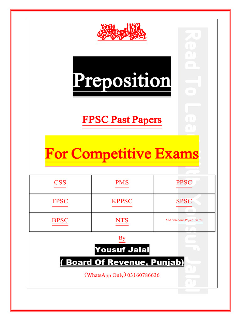 3 Preposition FPSC Past Papers | PDF