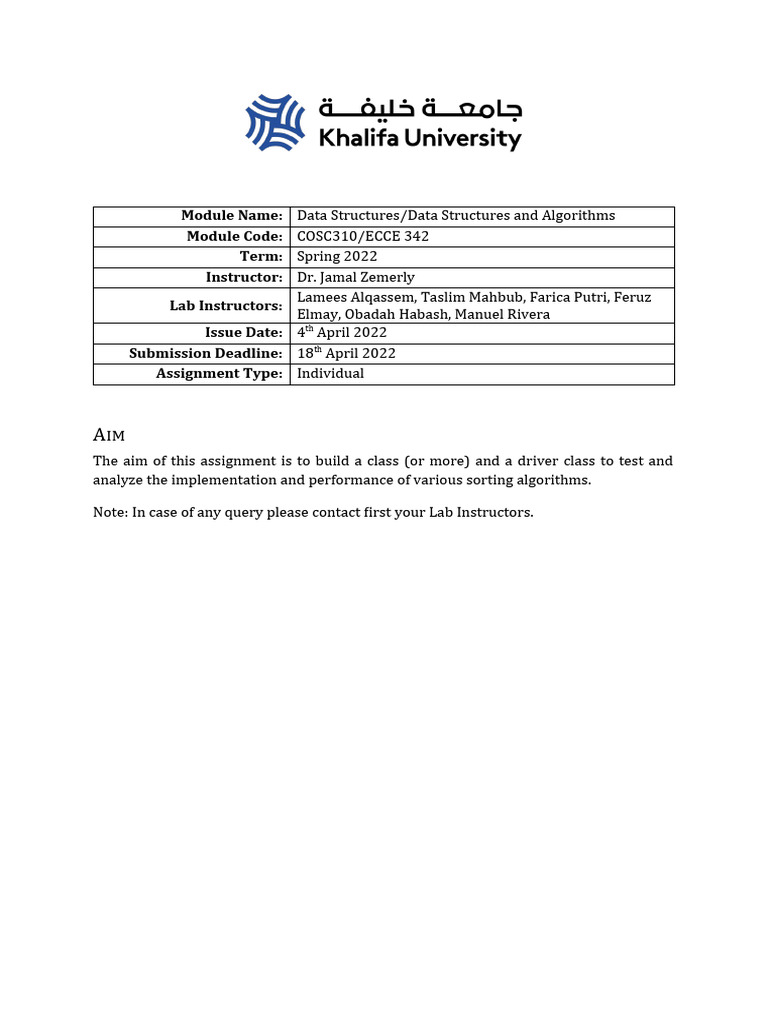 ECCE 342 Assignment Spring 2022 | PDF | Algorithms | Information Technology