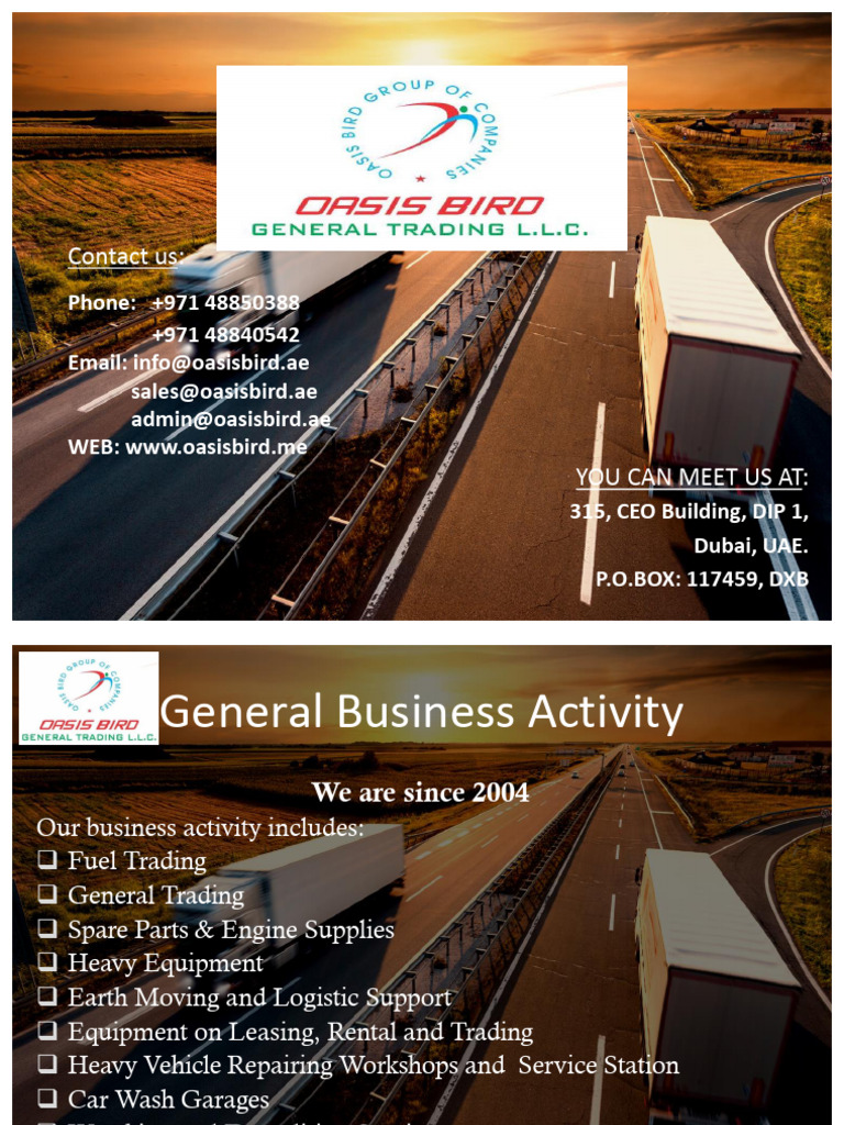 Oasis Bird Group Contact & Services | PDF | Truck | Forklift
