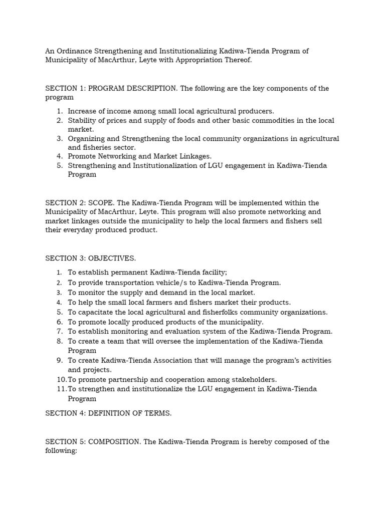 Kadiwa-Tienda Program | PDF | Economies