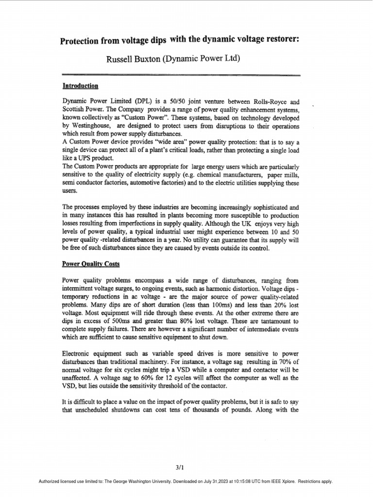 Dynamic Voltage Restorer for Power Quality | PDF | Power Inverter ...