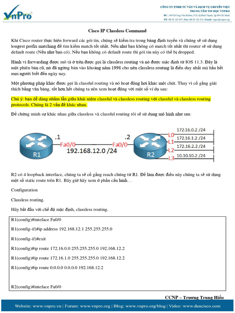 Cisco IP Classless Command | PDF