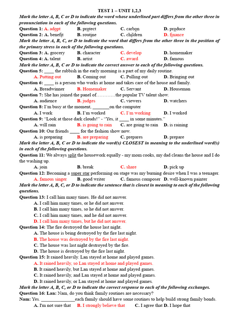 Test 1-Unit1,2,3 | PDF | Family | Reuse