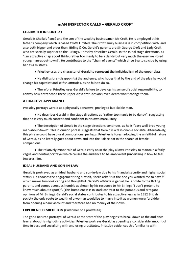 Gerald Croft Notes | Download Free PDF | Guilt (Emotion) | Marriage