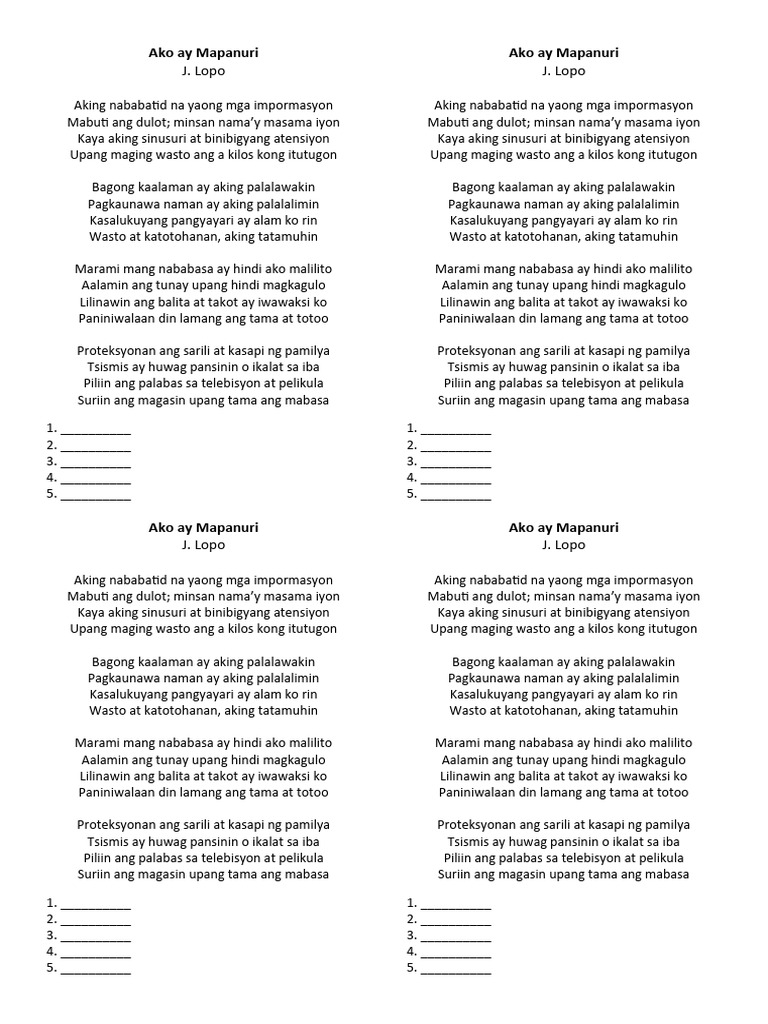 Ako Ay Mapanuri-Esp | PDF