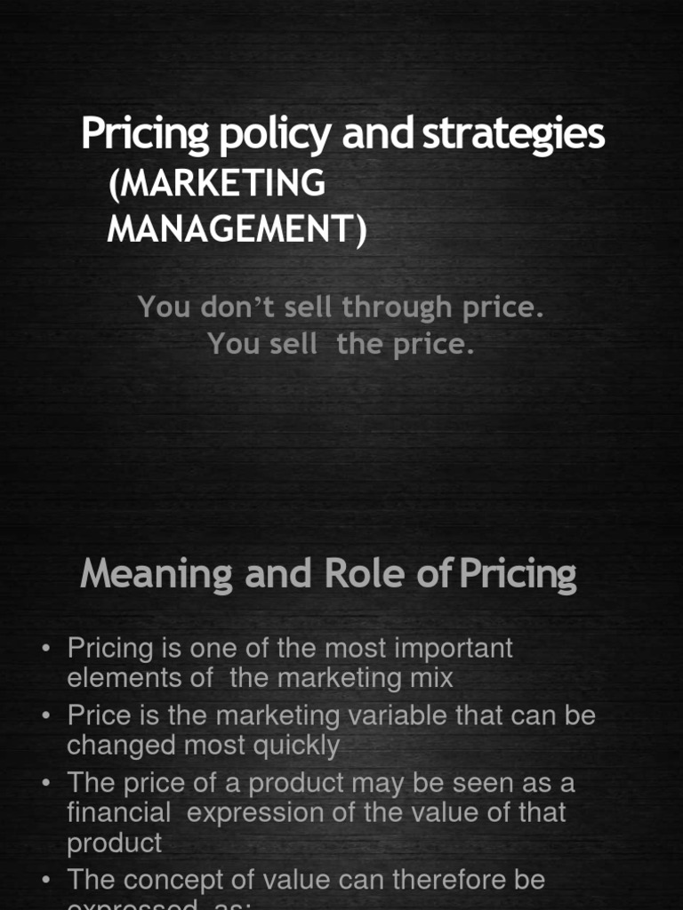 Pricing Policies Strategies | PDF