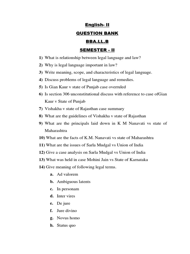 English II Question Bank | PDF | Justice | Crime & Violence