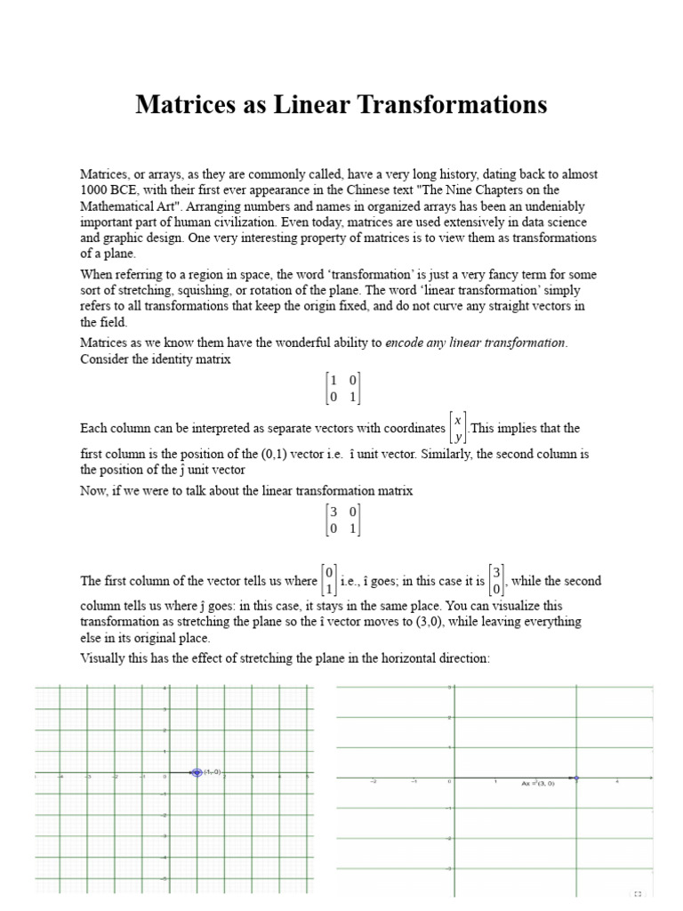 Matrices As Linear Trasformations | Download Free PDF | Matrix (Mathematics) | Linear Map