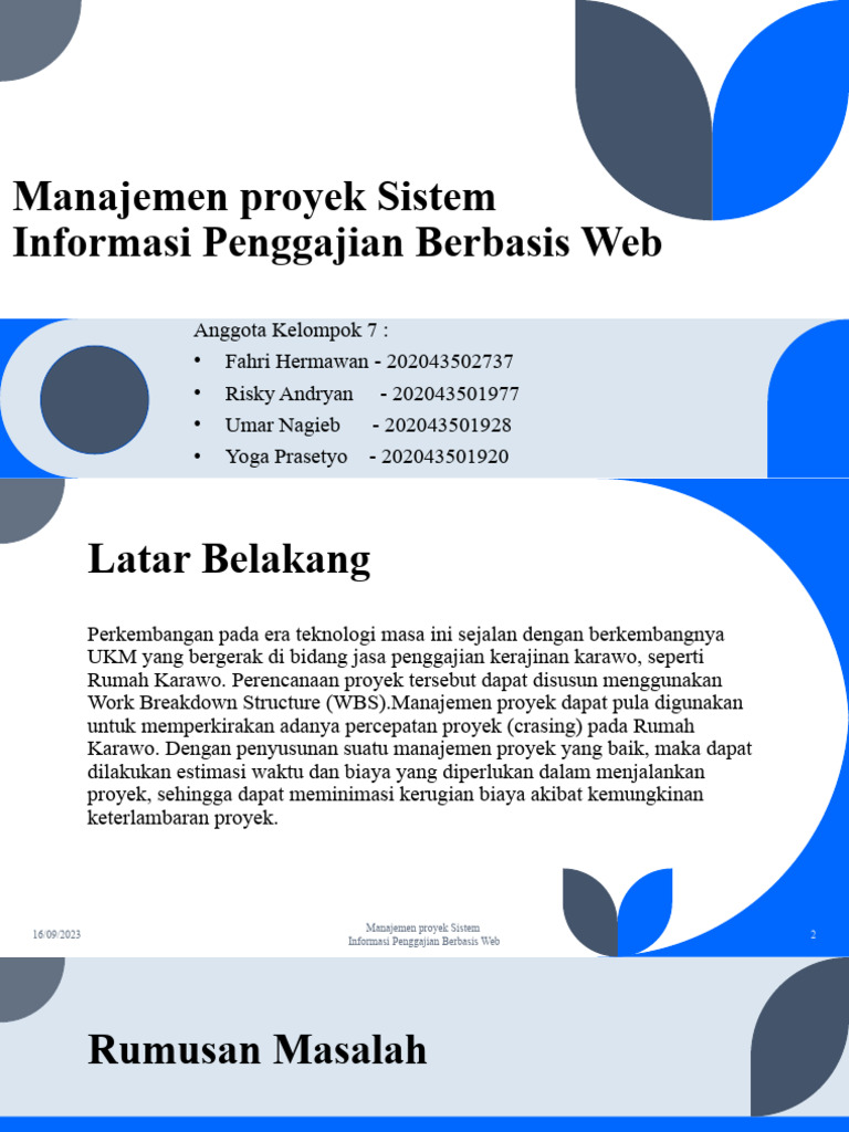 Kelompok 7 (Manajemen Proyek Sistem Informasi Penggajian Berbasis Web) | PDF