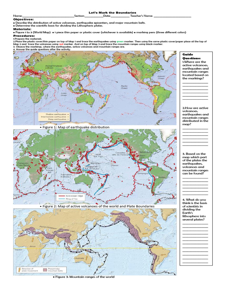 Lets Mark The Boundaries With Guide Questions | PDF | Plate Tectonics ...